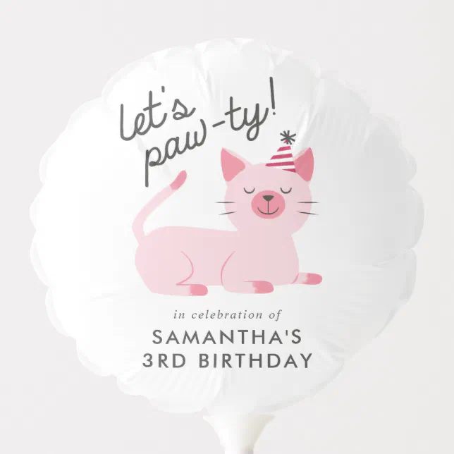 Kitty Cat Birthday Party Girls Balloon | Zazzle