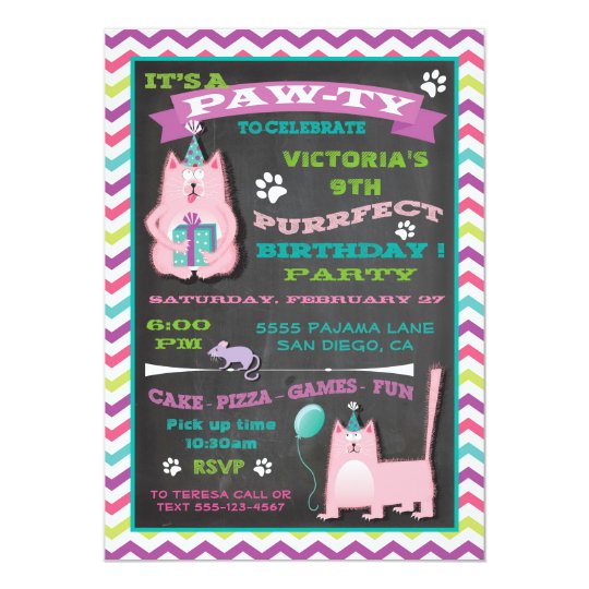 Kitty Cat Birthday Party Invitation | Zazzle.com