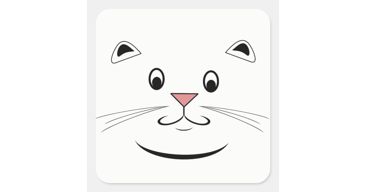 Kitty Cat Face Square Sticker | Zazzle