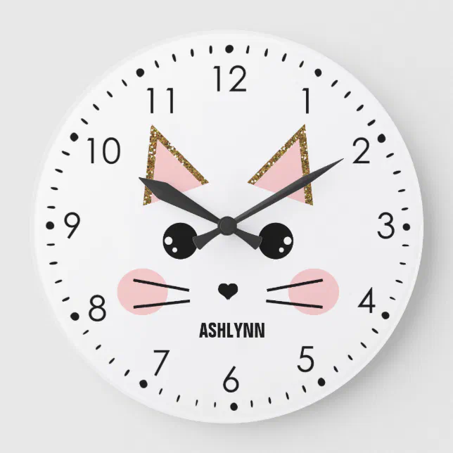 Kitty Cat Large Clock | Zazzle