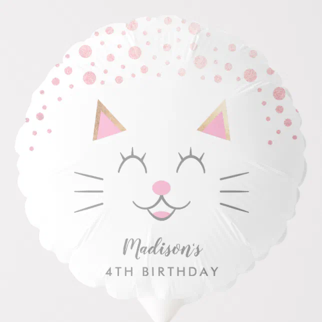 Kitty Cat Pink and Gold Birthday Party Photo Balloon | Zazzle