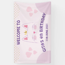 Kitty Cat Pink Birthday Banner | Zazzle