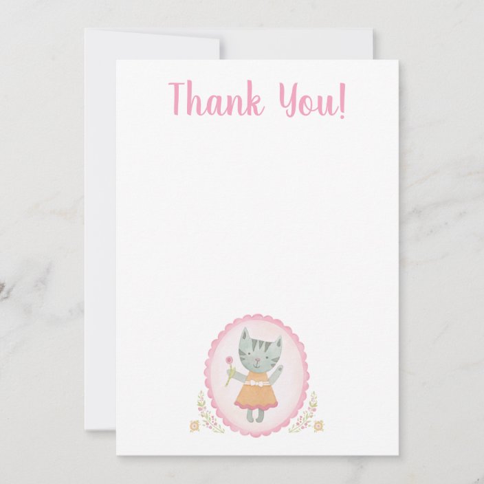 Kitty Cat Pink Cute Thank You Card | Zazzle.com