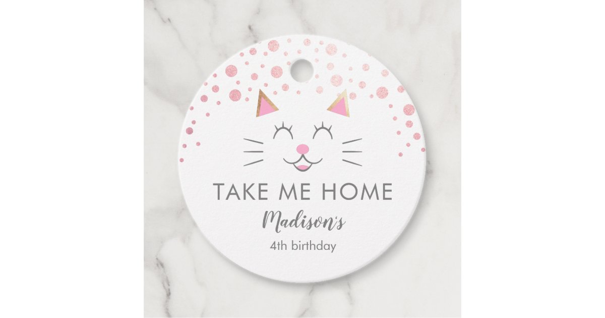 Kitty Cat Pink Take Me Home Favor Tags | Zazzle