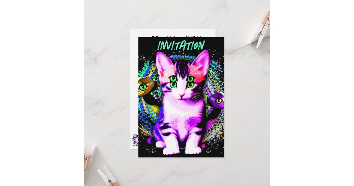 Kitty Cat Psychic Aesthetics Character Invitation | Zazzle