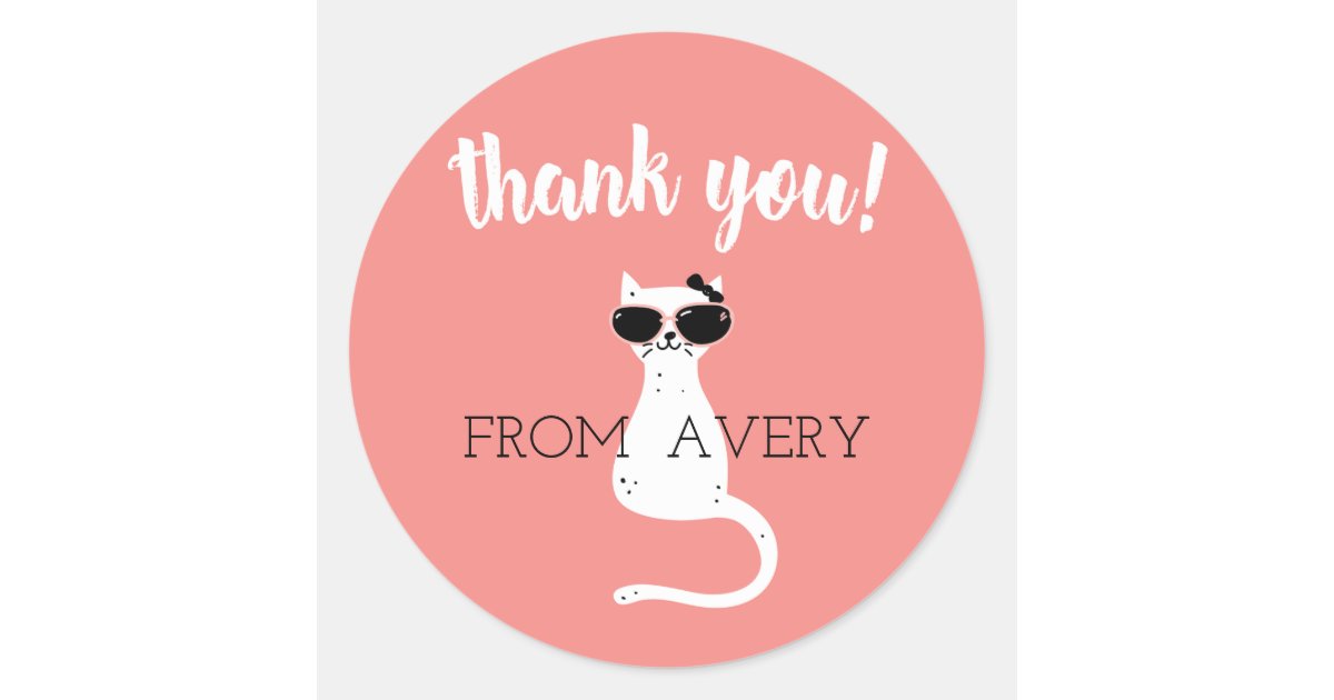 Kitty Cat Thank You Sticker | Zazzle