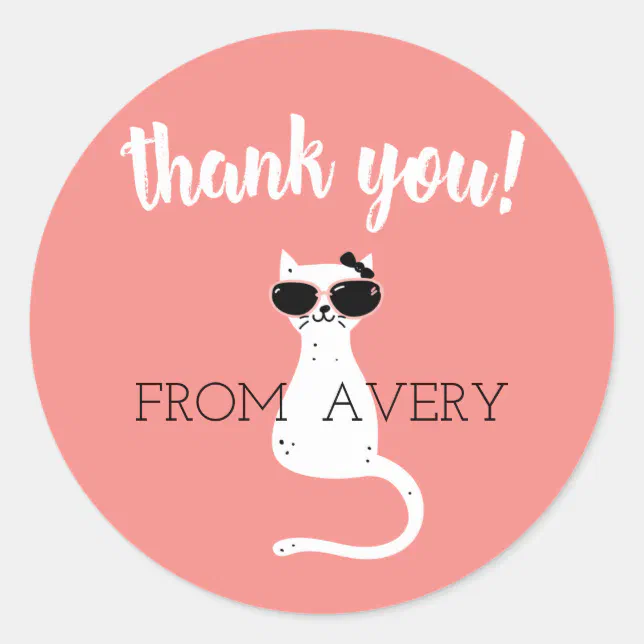 Kitty Cat Thank You Sticker | Zazzle
