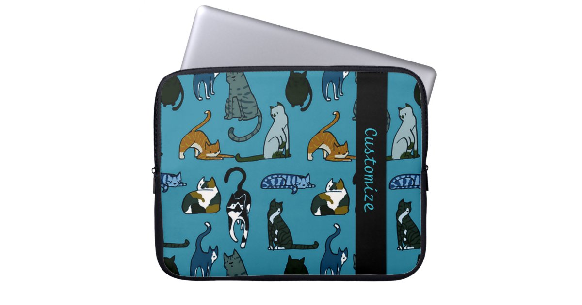 Kitty Corner Cat Pattern Laptop Sleeve | Zazzle