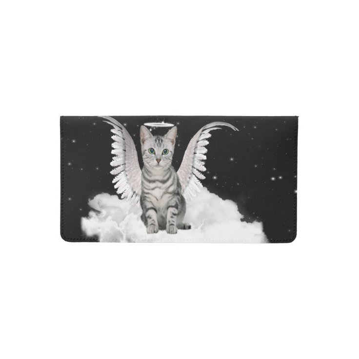 Kitty Floating on a Cloud Angel Cat Checkbook Cover | Zazzle