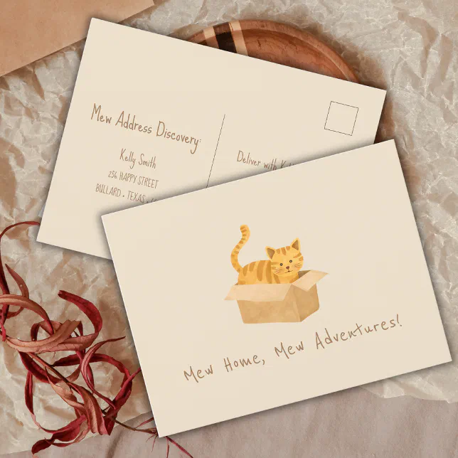 Kitty on the Move | Home Moving Postcard | Zazzle