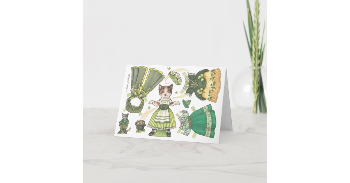 Kitty Paper Doll St. Patrick's Day Card | Zazzle