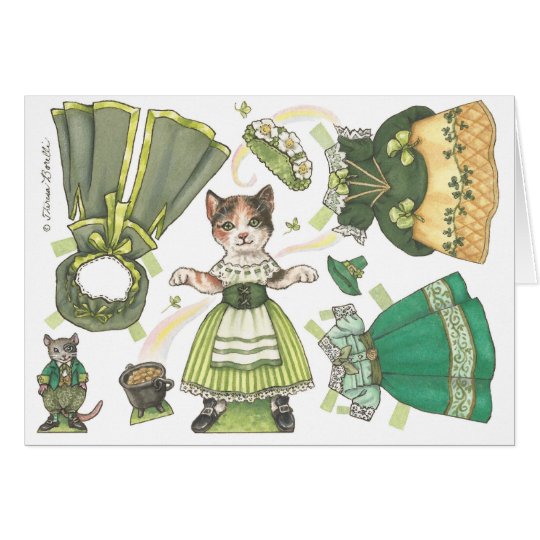 Kitty Paper Doll St. Patrick's Day Card | Zazzle.com