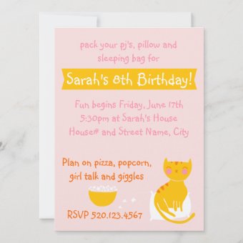 Kitty Slumber Party Invitation | Zazzle