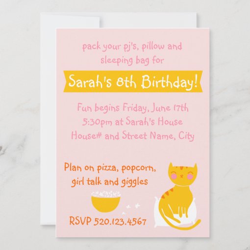 Kitty Slumber Party Invitation | Zazzle