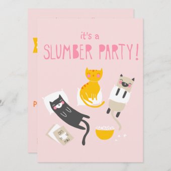 Kitty Slumber Party Invitation | Zazzle