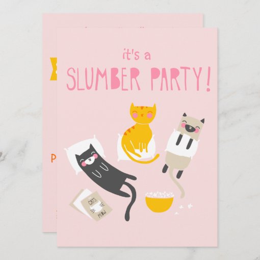 Kitty Slumber Party Invitation | Zazzle