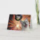 Kitty with fireworks holiday card | Zazzle
