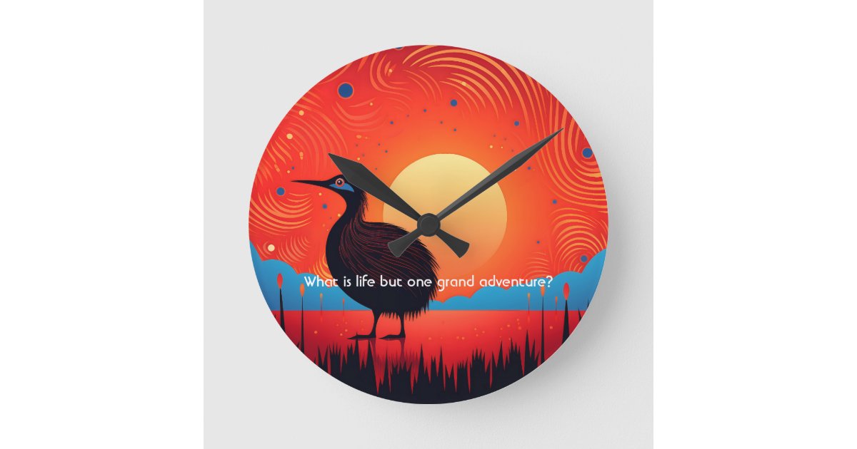 Kiwi at Twilight: New Zealand's Natural Wonder Round Clock | Zazzle