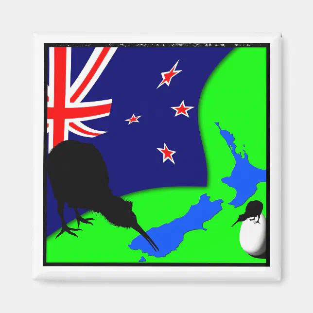 Kiwi Bird, Egg & New Zealand Map (drawing) Magnet | Zazzle