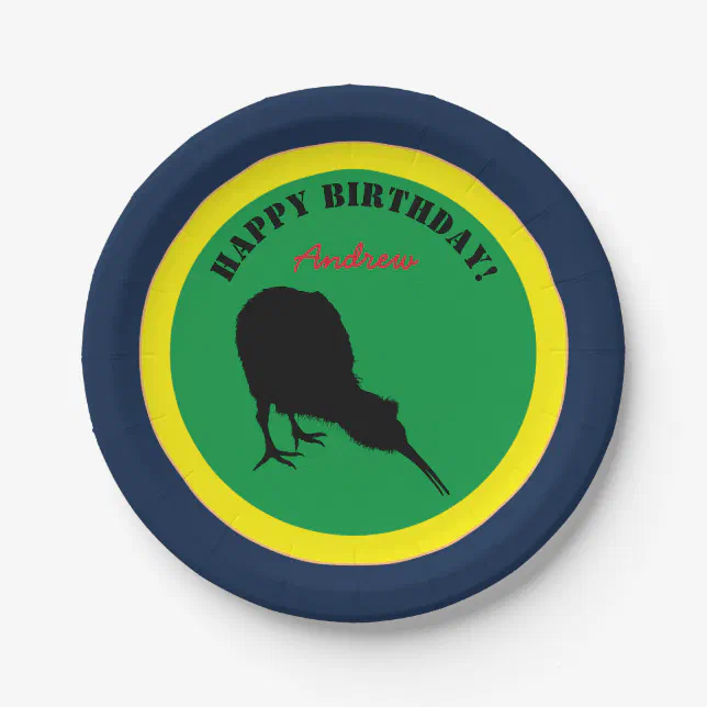 Kiwi Bird & Happy Birthday, New Zealand Party Paper Plates | Zazzle