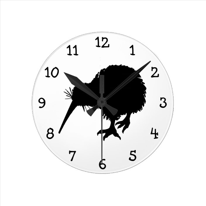 Kiwi Bird Silhouette Round Clock | Zazzle.com