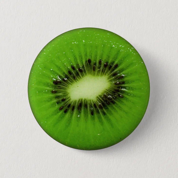 Kiwi Fruit Fresh Slice Button | Zazzle
