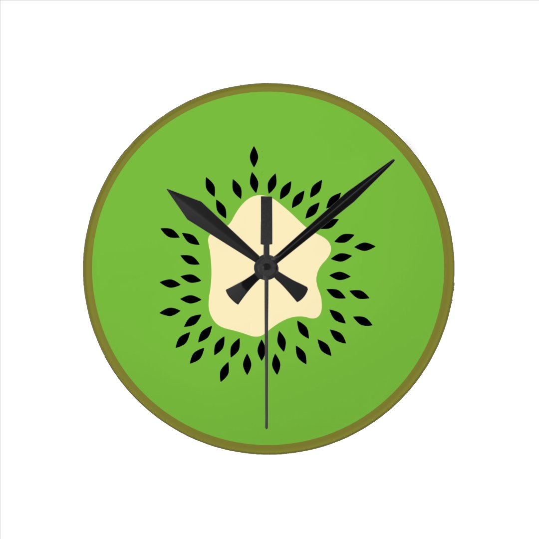 Kiwi illustration round clock | Zazzle