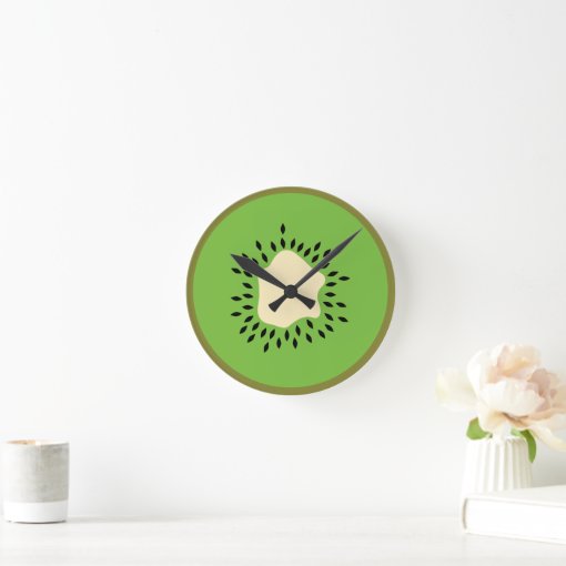 Kiwi illustration round clock | Zazzle