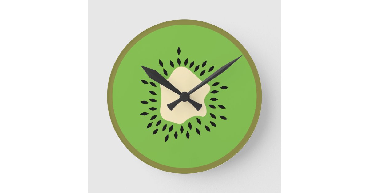 Kiwi illustration round clock | Zazzle