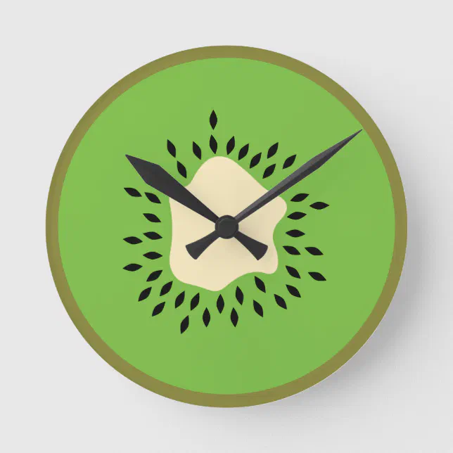 Kiwi illustration round clock | Zazzle