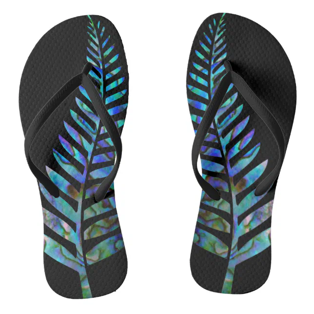 KIWI NEW ZEALAND FERN PAUA FLIP FLOPS | Zazzle