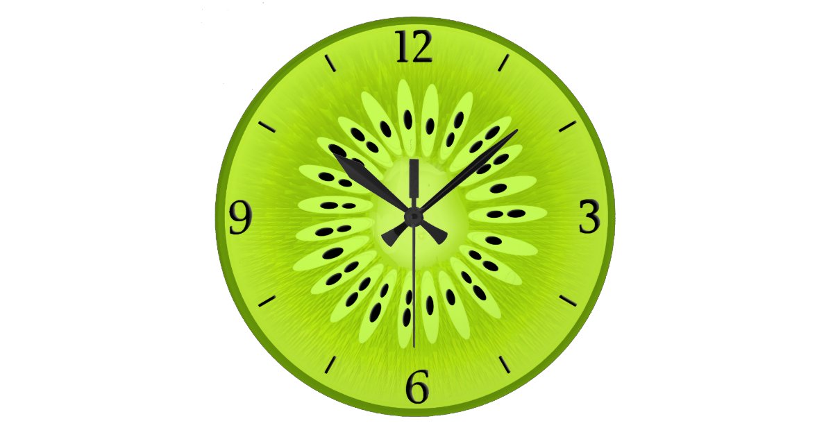 Kiwi Stylized Fruit Slice Large Clock | Zazzle.com