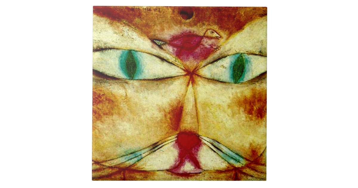 Klee - Cat and Bird Ceramic Tile | Zazzle