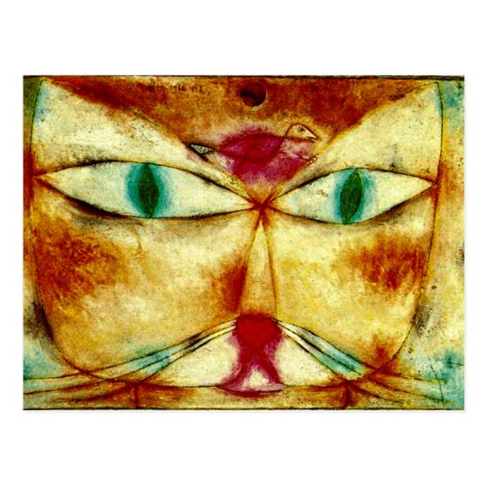 Klee - Cat and Bird Postcard | Zazzle.com