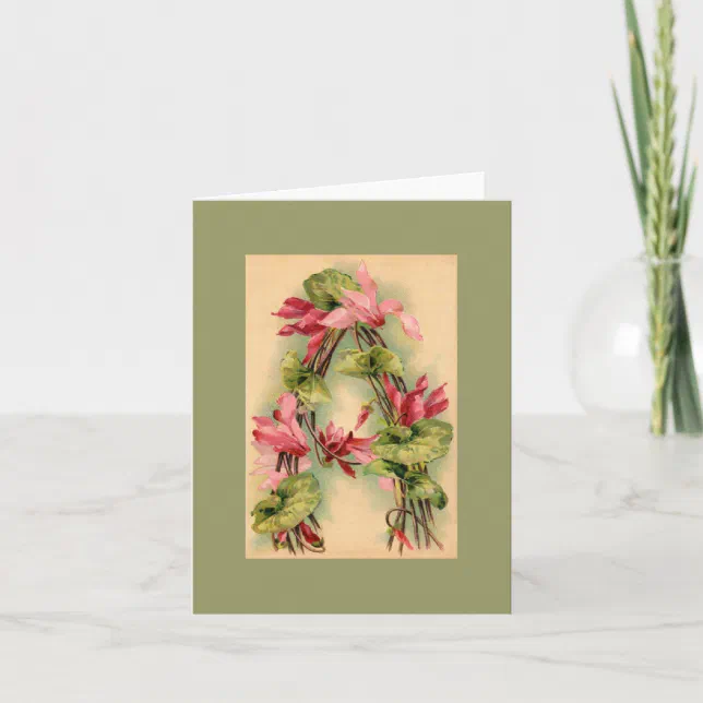 Klein Flower Alphabet NOTE CARD DKGR | Zazzle
