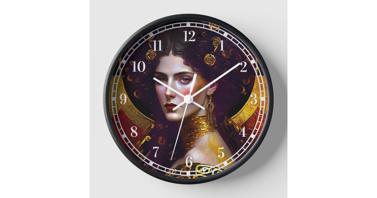 Klimt Inspired Queen Goddess Clock | Zazzle