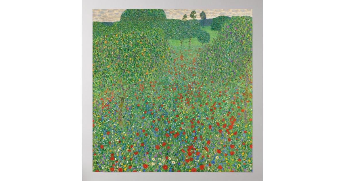 Klimt - Poppy Field Poster | Zazzle