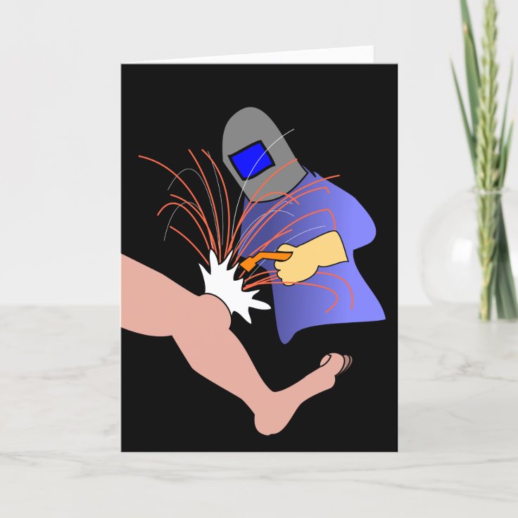 Knee Surgery Get Well Humorous Card Welder Cartoon | Zazzle
