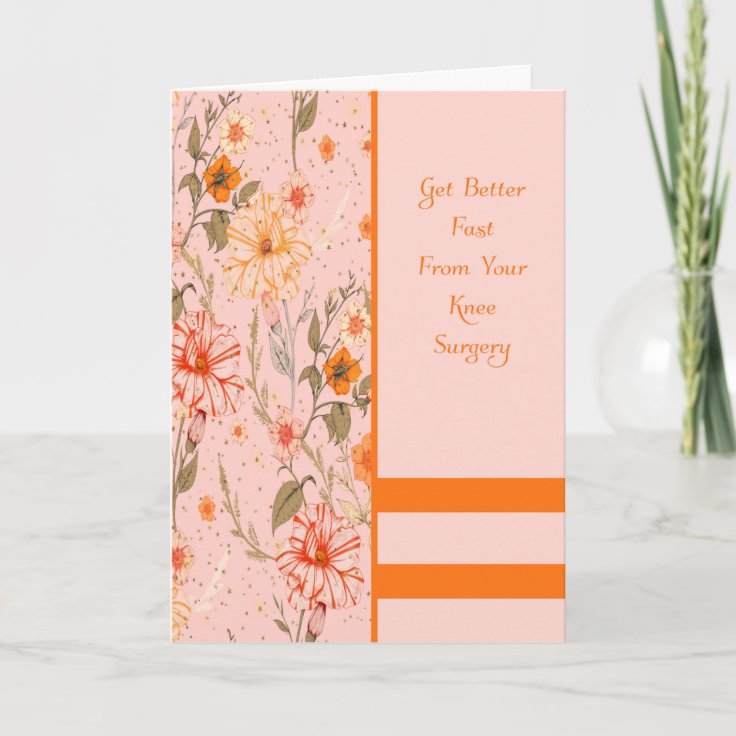Knee Surgery Peach Color Get Well Soon Card | Zazzle