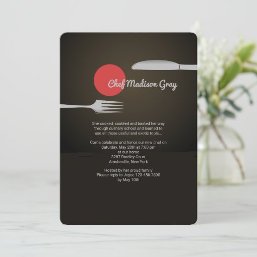Knife and Fork Culinary School Graduation Invites | Zazzle