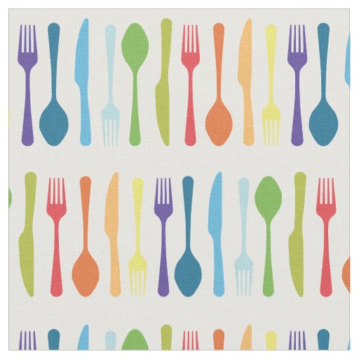 Knife Fork Spoon Kitchen Cutlery Utensils Fabric | Zazzle