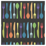 Knife Fork Spoon Kitchen Cutlery Utensils Fabric | Zazzle