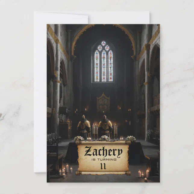 Knight Castle Scroll Medieval AP88 Birthday Invitation | Zazzle