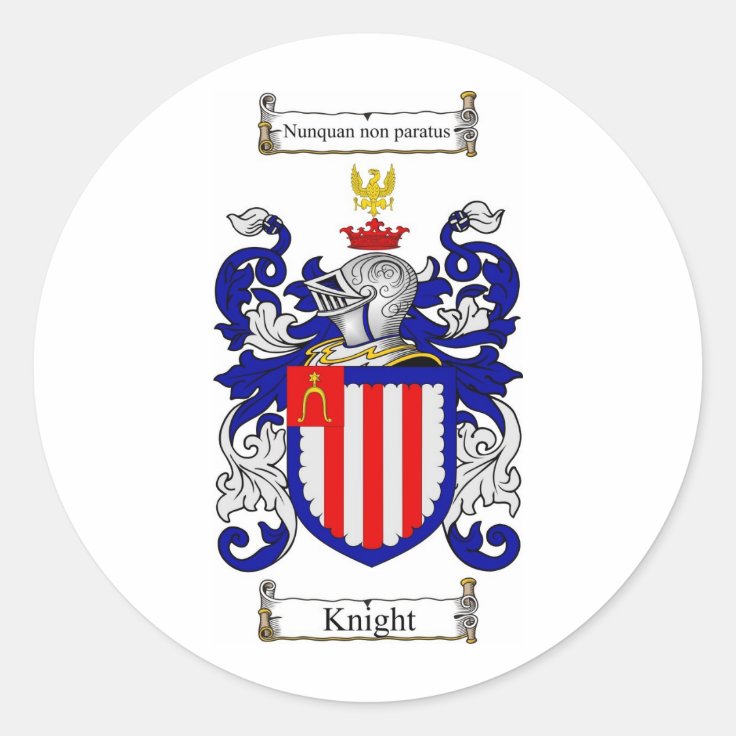 KNIGHT FAMILY CREST - KNIGHT COAT OF ARMS CLASSIC ROUND STICKER | Zazzle