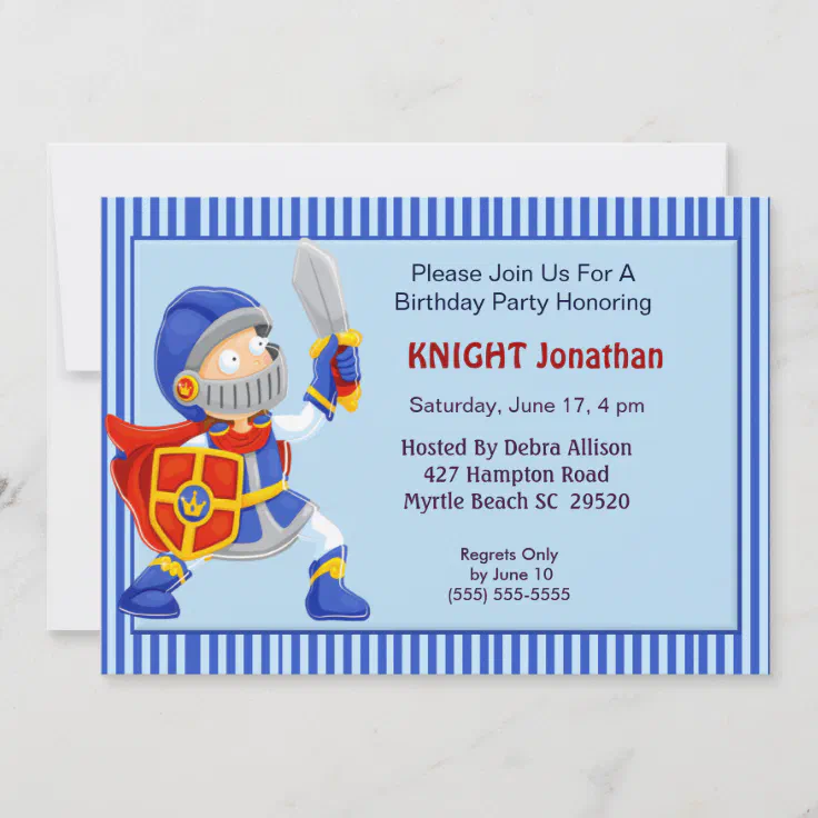 Knight In Armor Birthday Invitation | Zazzle