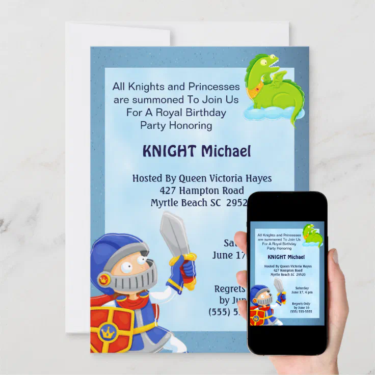 Knight In Armor Birthday Invitation | Zazzle