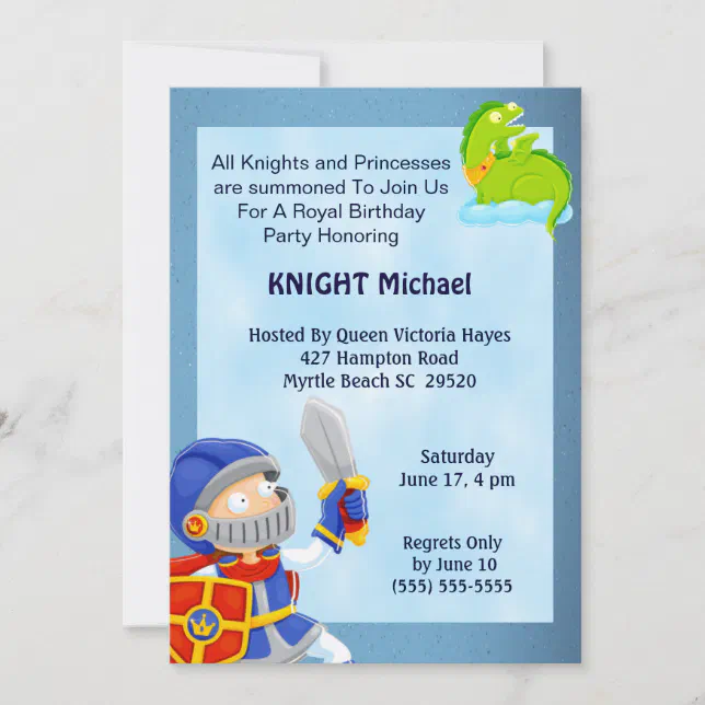 Knight In Armor Birthday Invitation | Zazzle