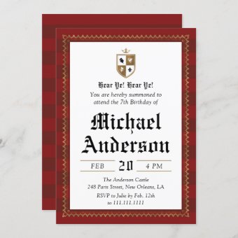 Knight Medieval Birthday Party Invitation | Zazzle