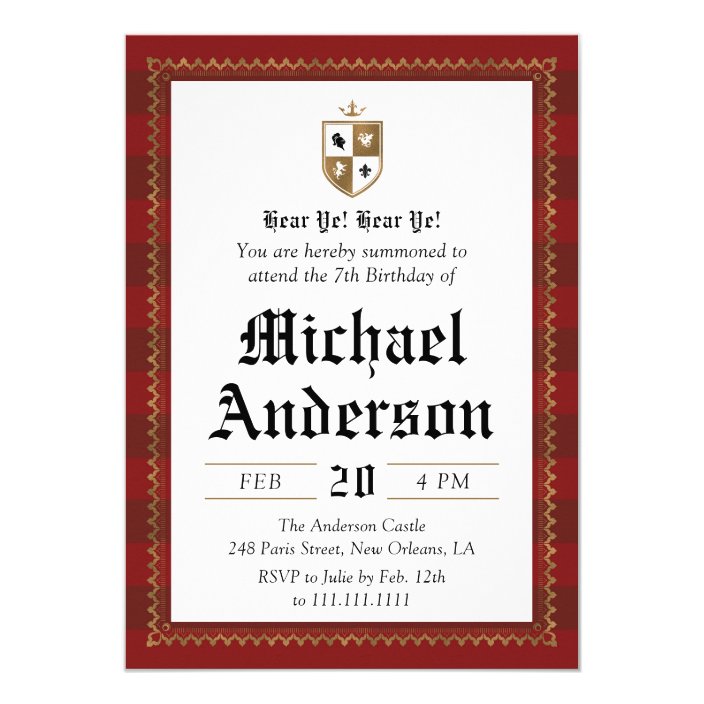 Knight Medieval Birthday Party Invitation | Zazzle.com