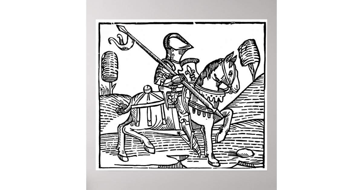 Knight Medieval Engraving Poster | Zazzle